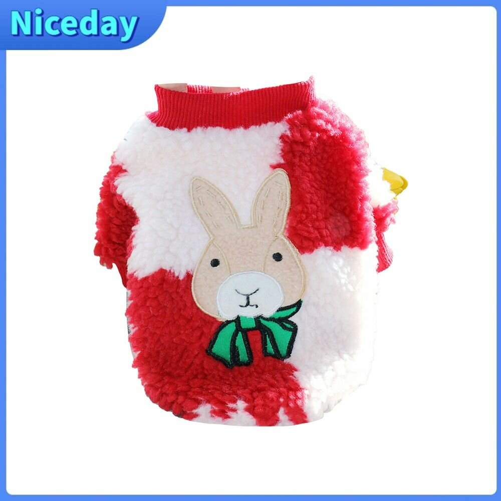 Новогодняя одежда для собачки, костюм "Год Кролика" для померанского пуделя, красный, размер XL (40 см)