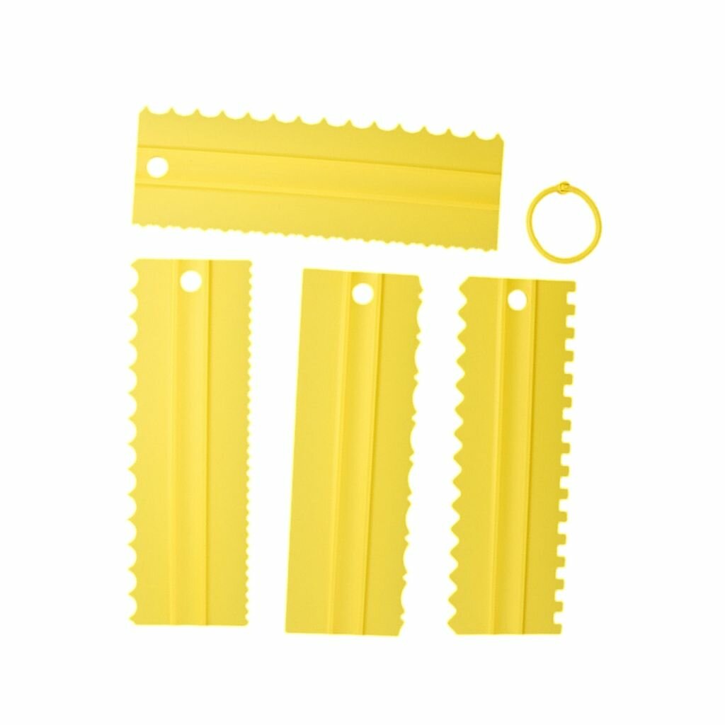 4pcs Cream Scraper Spatulas Fondant Cake Slicer Rotters Tool, Желтый