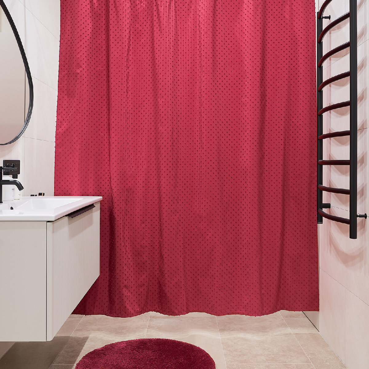 Штора для ванной комнаты тканевая 180 х 200 см Magma красная