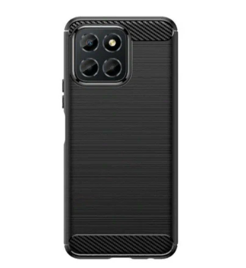 Чехол панель-бампер MyPads Carbon из силикона для Honor X30i / X8 4G с матовой отделкой под карбон черный