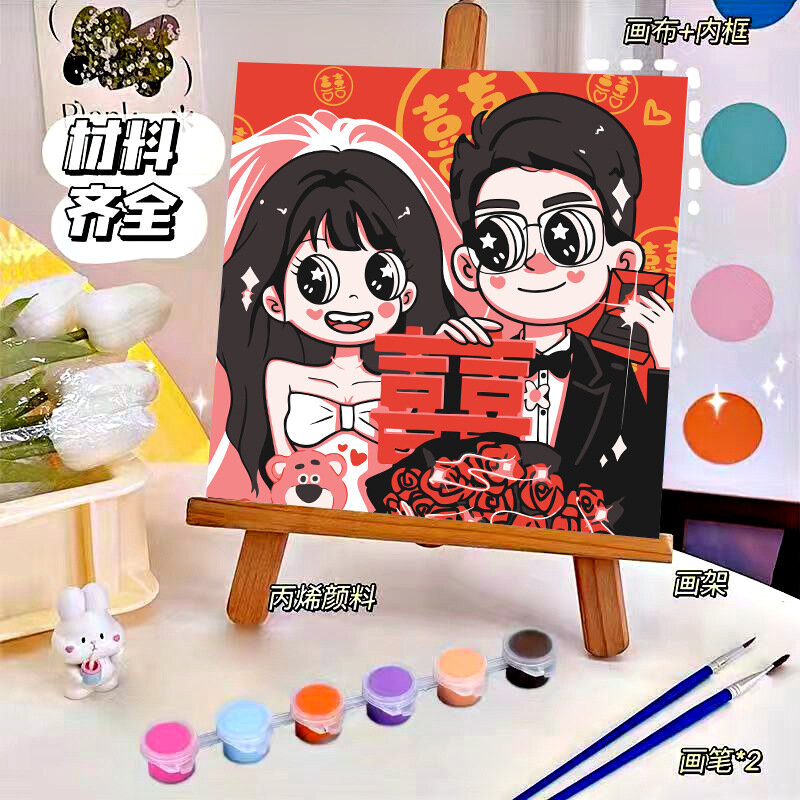 Цифровая картина маслом 20*20, аниме, раскраска маслом, ручная роспись маслом, декор для спальни.