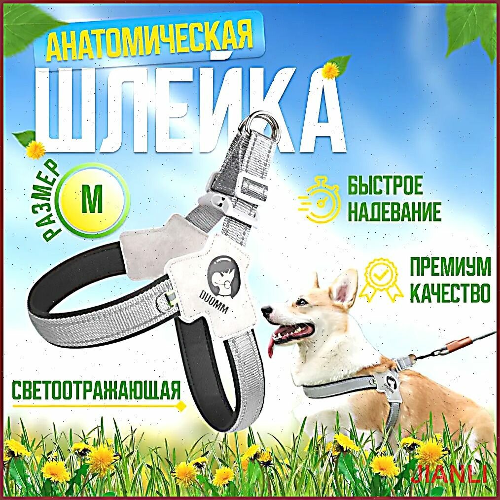 Шлейка для собак средних пород, крупных пород, черная, размер M