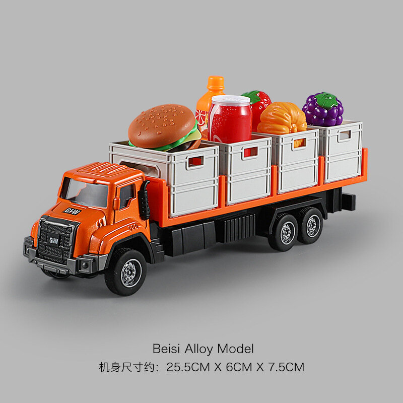 Детский грузовой транспорт, игрушечный грузовик из сплава, большой прицеп-фургон, игрушечная машинка для мальчика, инженерная техника, полуприцеп, контейнеровоз.