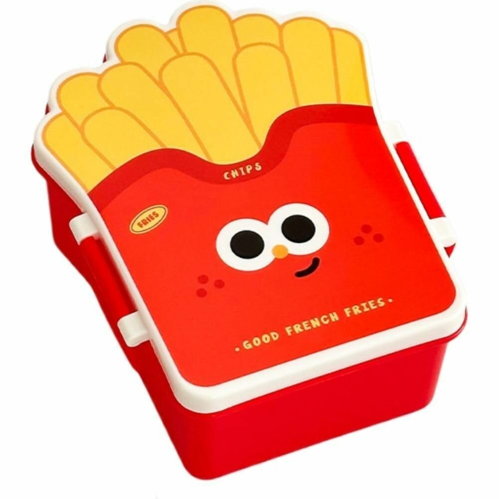 Детский ланчбокс с разделителями тематический набор "Бургер и картошка фри", герметичный контейнер с крышкой для школы 2025