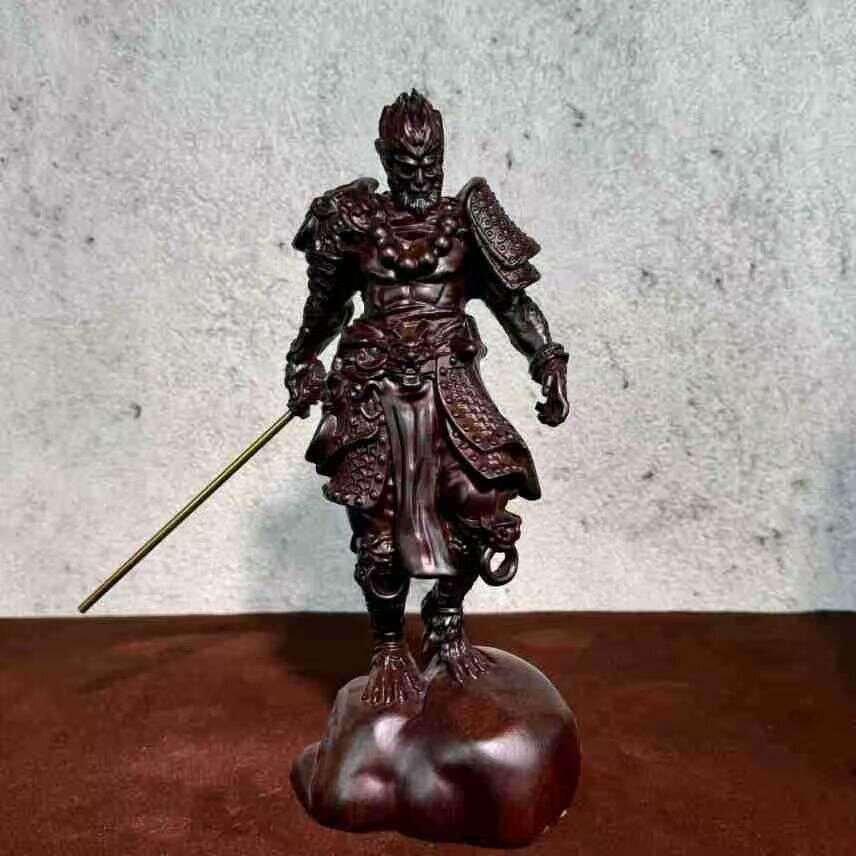 Резная фигурка из черного дерева Солнца Вуконга, ручная работа, горячая распродажа, настольный орнамент из массива дерева Цитянь Дашэн