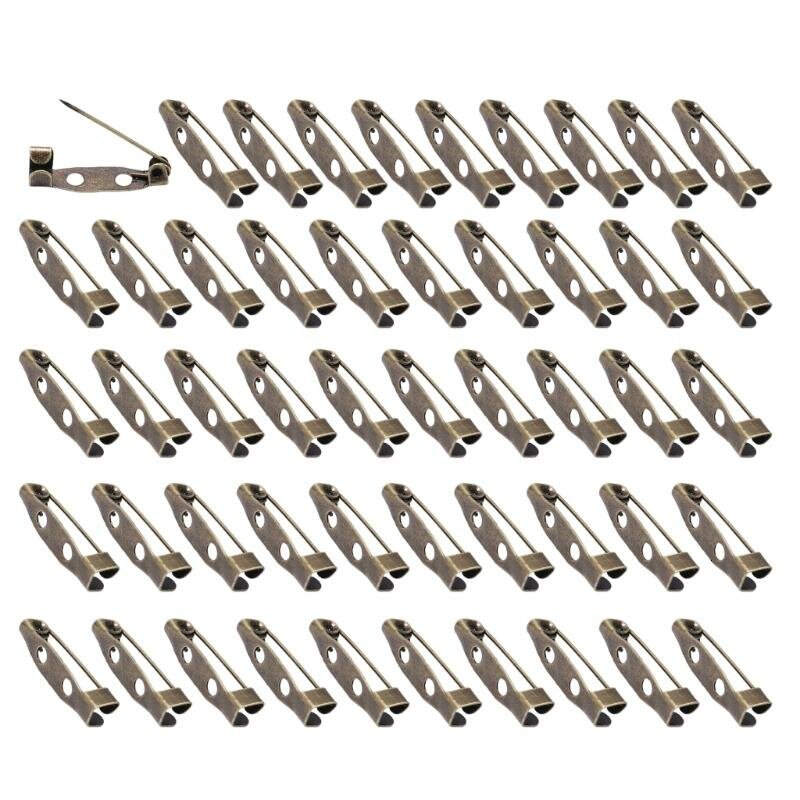 Брошь-булавка с застежкой, 50 шт, Древняя бронза - 25mm