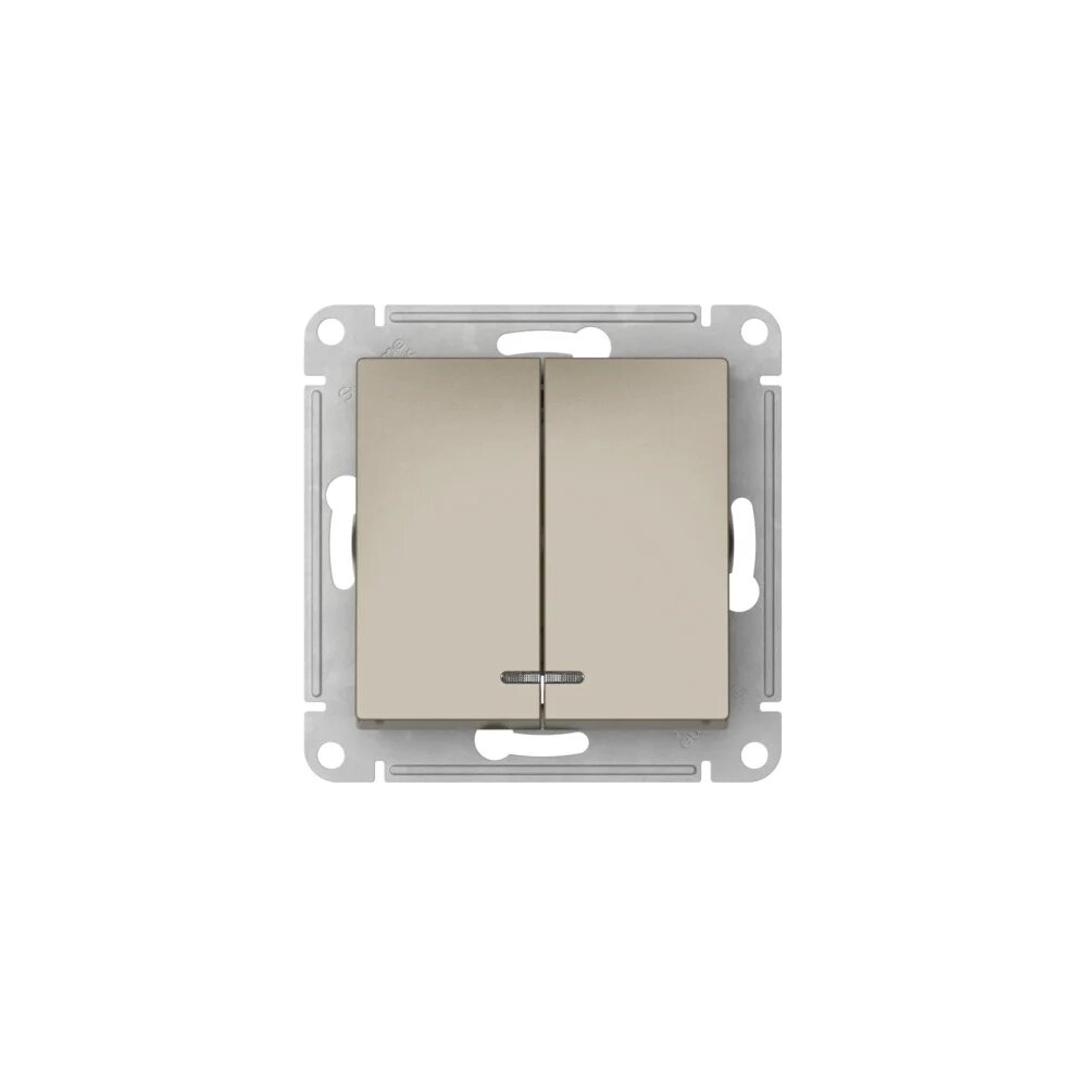 Механизм 2-клавишного выключателя Systeme Electric ATLASDESIGN с подсветкой, сх.5а, 10АХ, быстрозажимная клемма, шампань ATN000553S