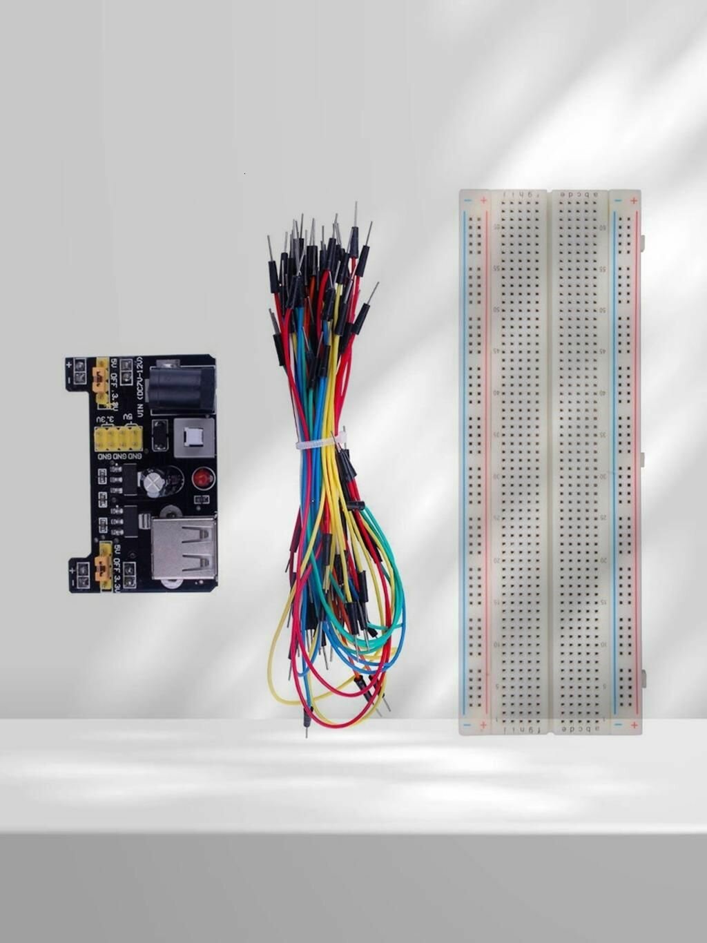 Модуль питания MB102 для макетной платы + перемычки + плата