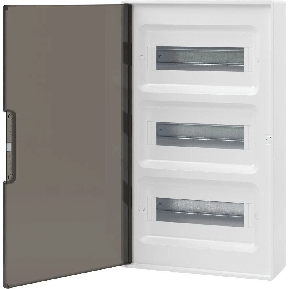 Щиток DKC 36 модулей, настенный, белый, с тонированной дверцей, с шин. PEN 2шт 8отв 2шт 10отв. 1 ШТ F36W1WDDIY