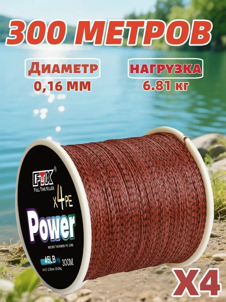 Плетеный шнур для рыбалки леска плетенка для спиннинга и фидера 0.16 мм #PE 4 114 м
