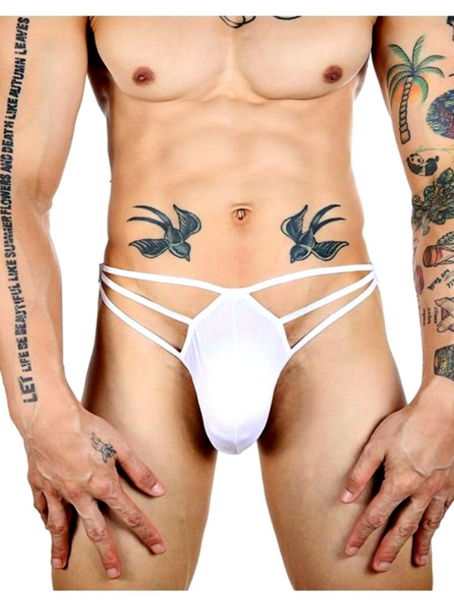 Стринги Romeo Rossi RR1022-1, мужские, белые, прозрачные, нейлон 88%/спандекс 12%, размер XXL (52)