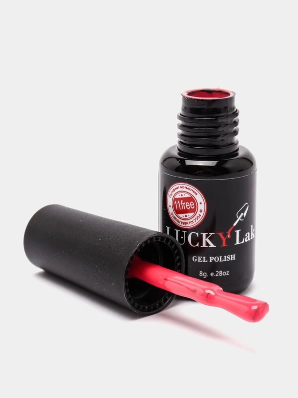 Гель лак для ногтей LuckyLak FL №135, 8g красный коралловый лак для маникюра и педикюра