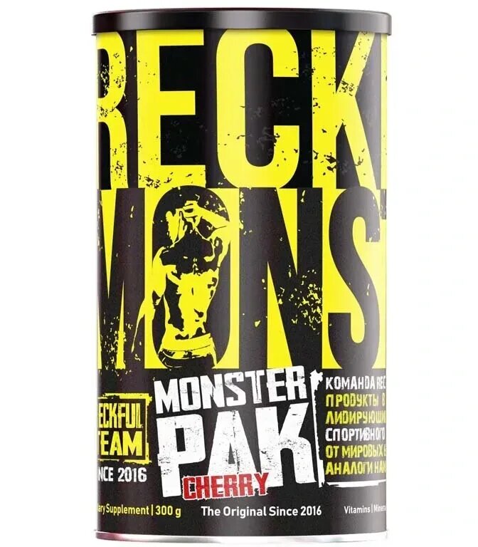 Витамины RECKFUL "Monster PAK Powder", порошковые, 300 г, вишня