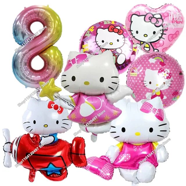 Набор фольгированных воздушных шаров с мультяшными персонажами Sanrio: Куроми, Май Мелоди, Коричная собачка, Hello Kitty. Игрушка для украшения детского дня рождения.