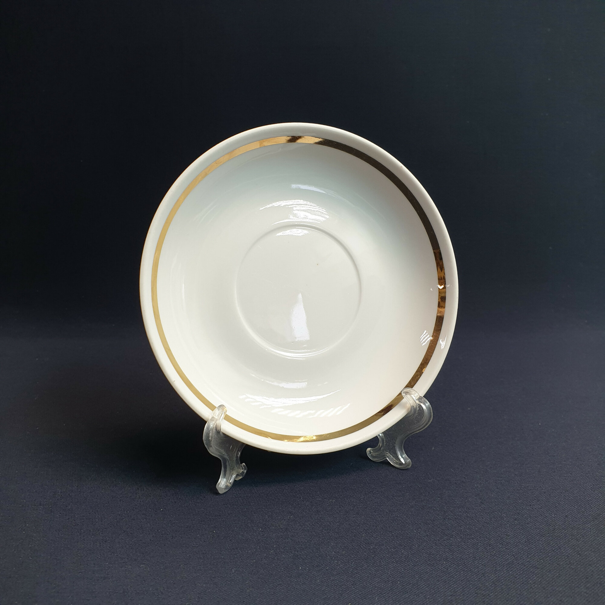 Блюдце Вербилки, фарфор позолота 14 см, винтаж СССР