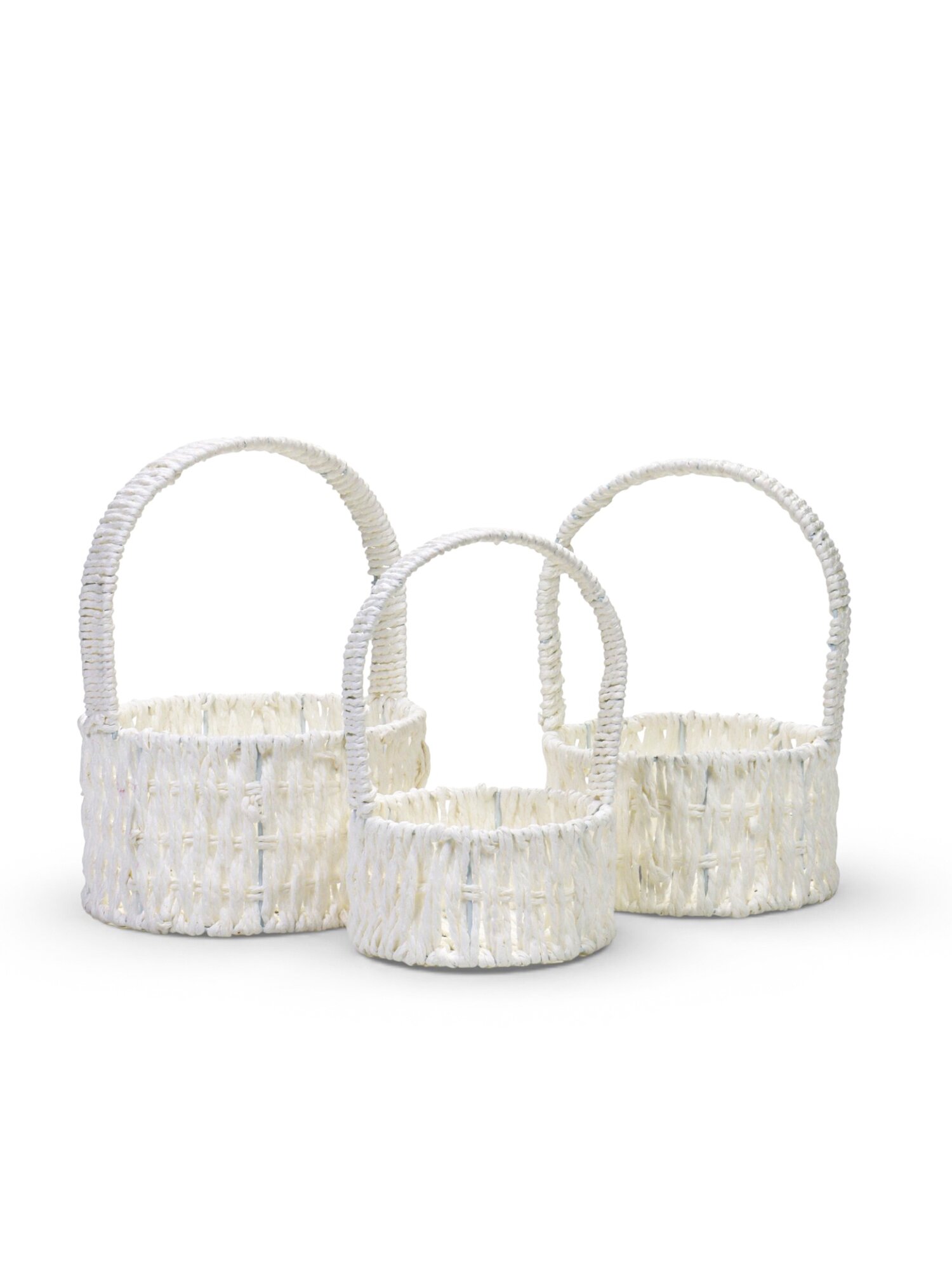 Корзина плетёная для хранения Mael, с ручкой, пластиковая, белая, набор 3 шт, Greengo