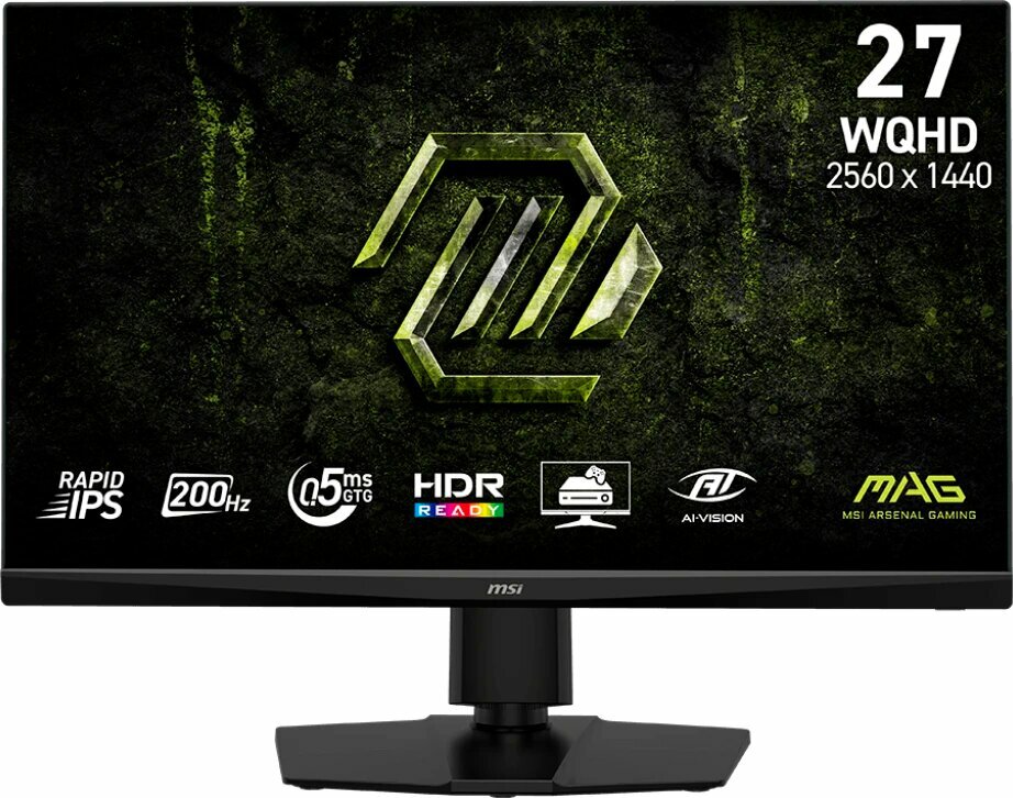 Монитор 27\ MSI MAG 272QPF E20 Rapid IPS 2560x1440, 200 Гц, 0.5 мс, 16:9, 300 кд/м², 2xHDMI 2.0b, DP 1.4, USB-C (15 Вт), 3.5 Jack, HDR10, Adaptive-Sync, черный
