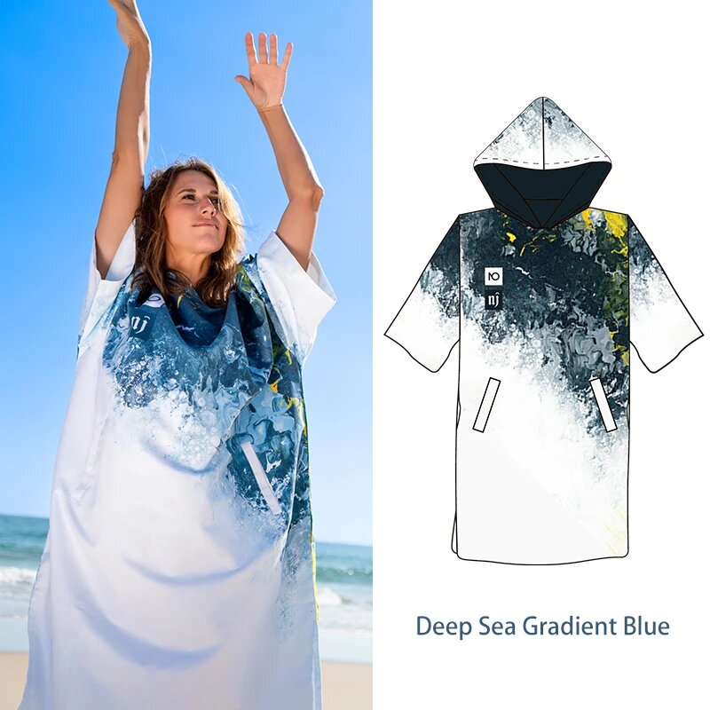 Nu-June PADI синее пончо для серфинга Черный