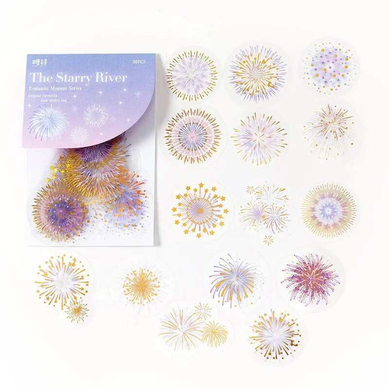 30 шт./упаковка, лазерные наклейки в виде фейерверка