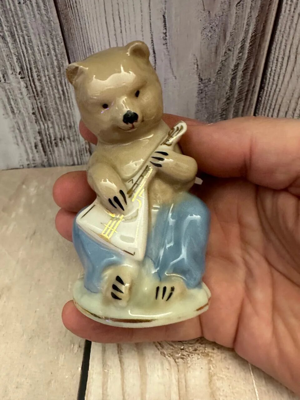 Статуэтка Медведь с Балалайкой Фарфор Городница ссср 60 годы Винтажная