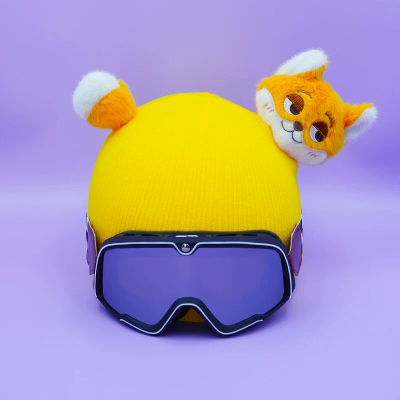 Украшение снежного шлема, комплект шерстяной шапки, милый комплект лыжного шлема с ушками слона, планер с капюшоном,