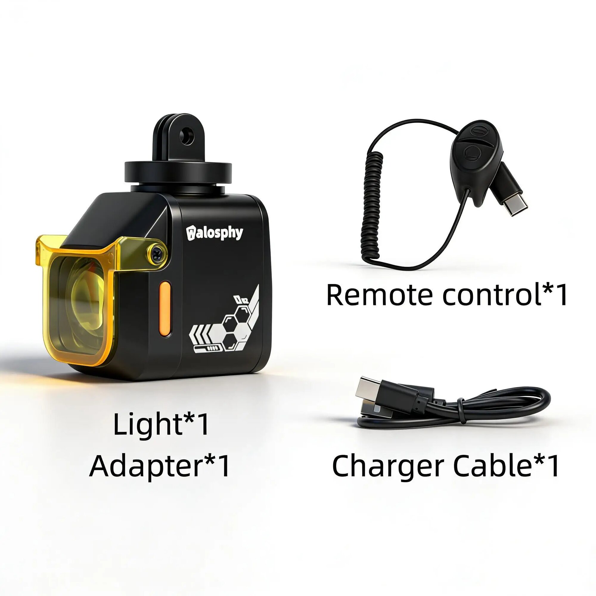 Велофонарь Balosphy Light Adapter, Remote control, Charger Cable