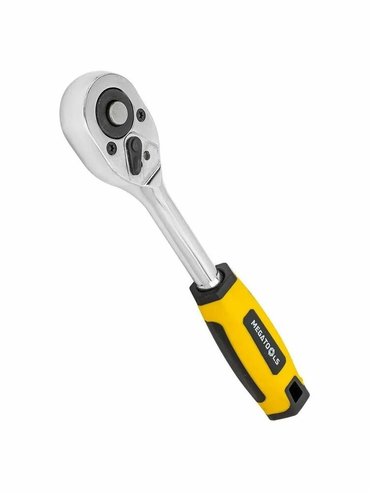 Трещотка реверсивная с двухкомпонентной резиновой рукояткой 3/8' MEGATOOLS