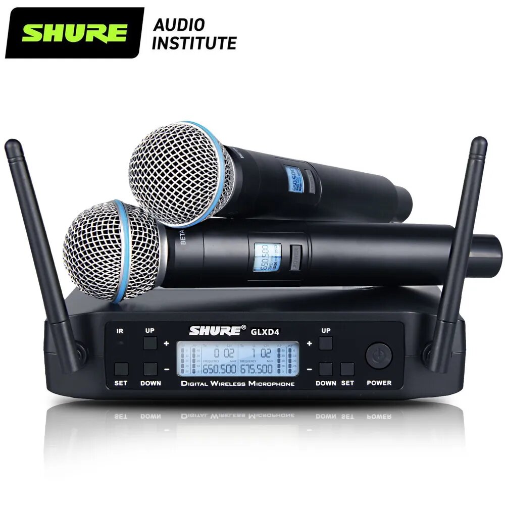 Микрофон Shure GLXD4-Beta87c для вокала и караоке, черно-серый, белый