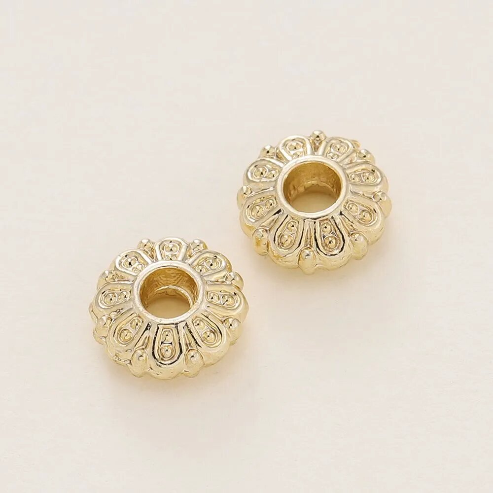 Бусина-разделитель 10 шт. / Разделительная бусина для браслетов и бус, цвет 14k-золотистый, 6 мм