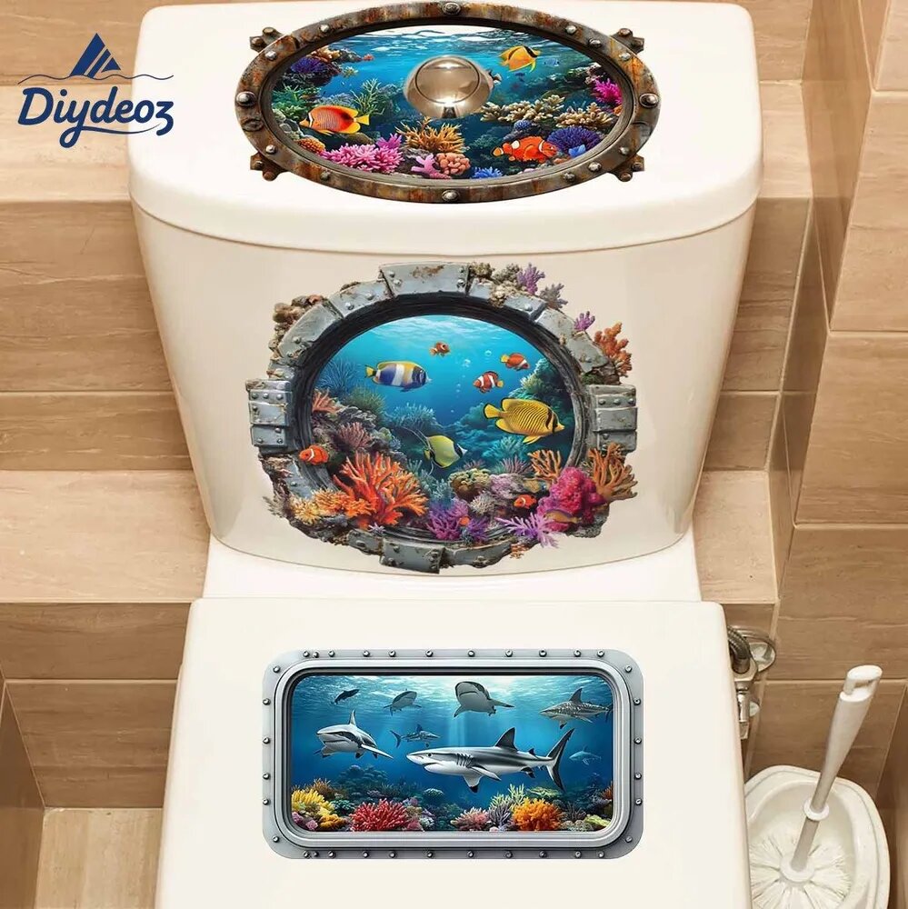 Наклейка Подводный мир , Водонепроницаемый декор для ванной комнаты