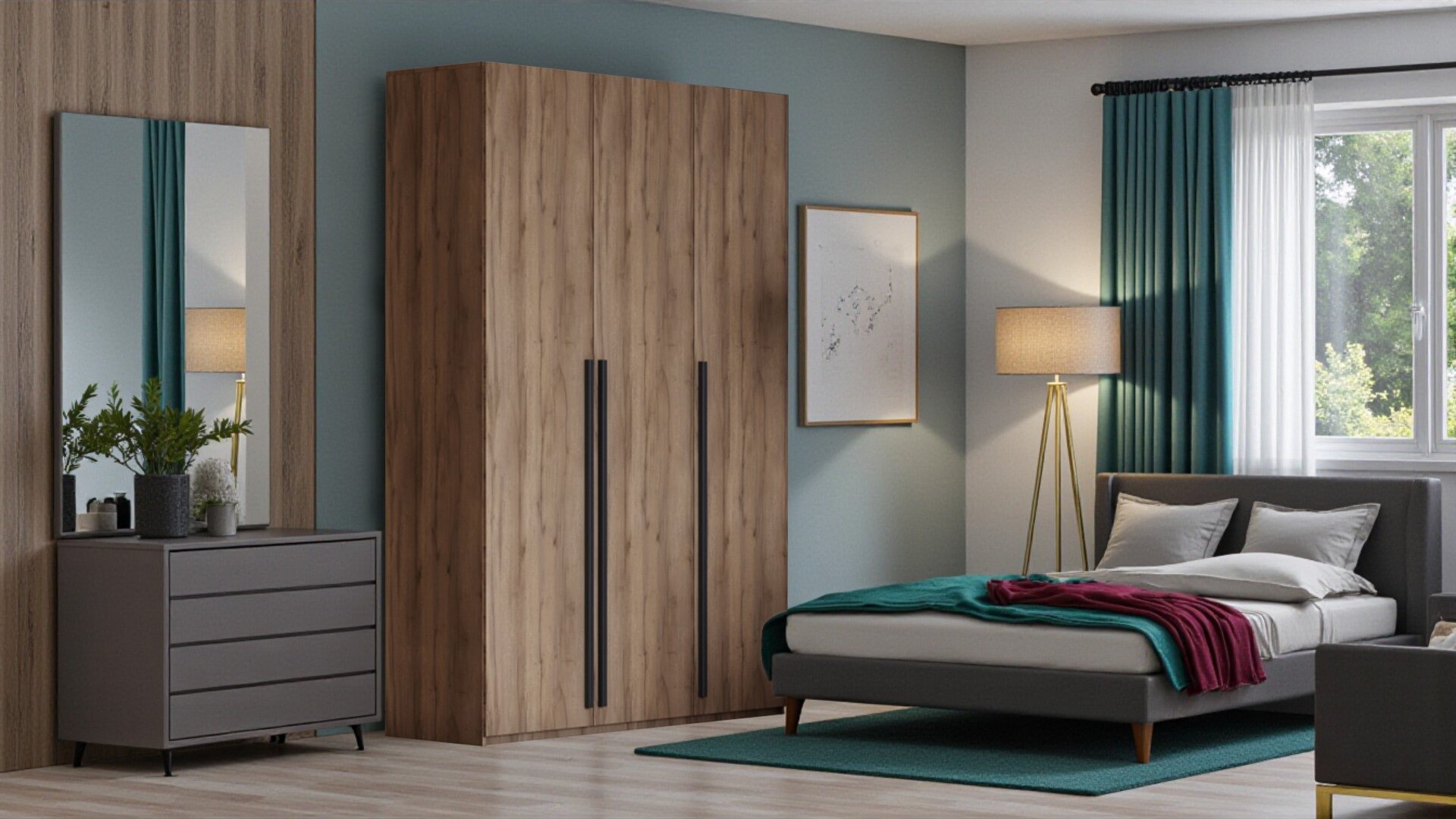 Распашной трехсекционный шкаф Лорена Пакс-3 Дуб Табачный U1147 NOW 120x40x200 см, коричневый Дом мебели для вас