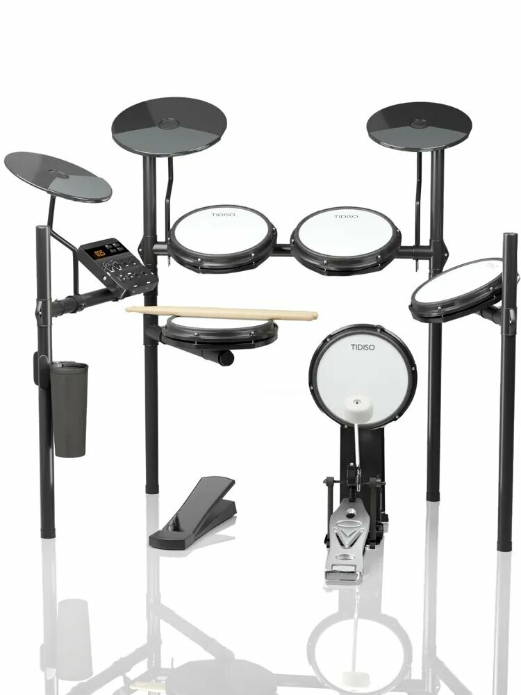 Электронная ударная установка, Все барабаны (рабочий и томы) сетчатые, USB MIDI, тембр регулируется для каждой накладки или тарелки