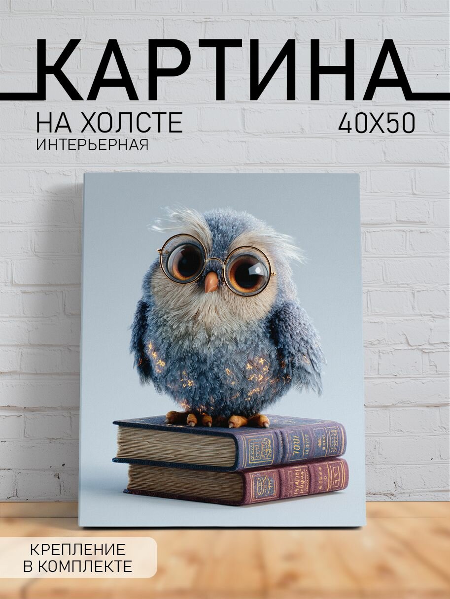 Картина на стену для интерьера на холсте с подрамником "Сова", 40х50 см