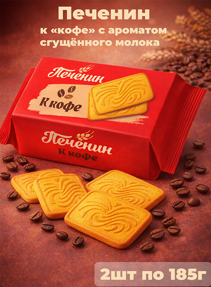 Печенье К кофе с ароматом сгущённого молока 2шт по 185г