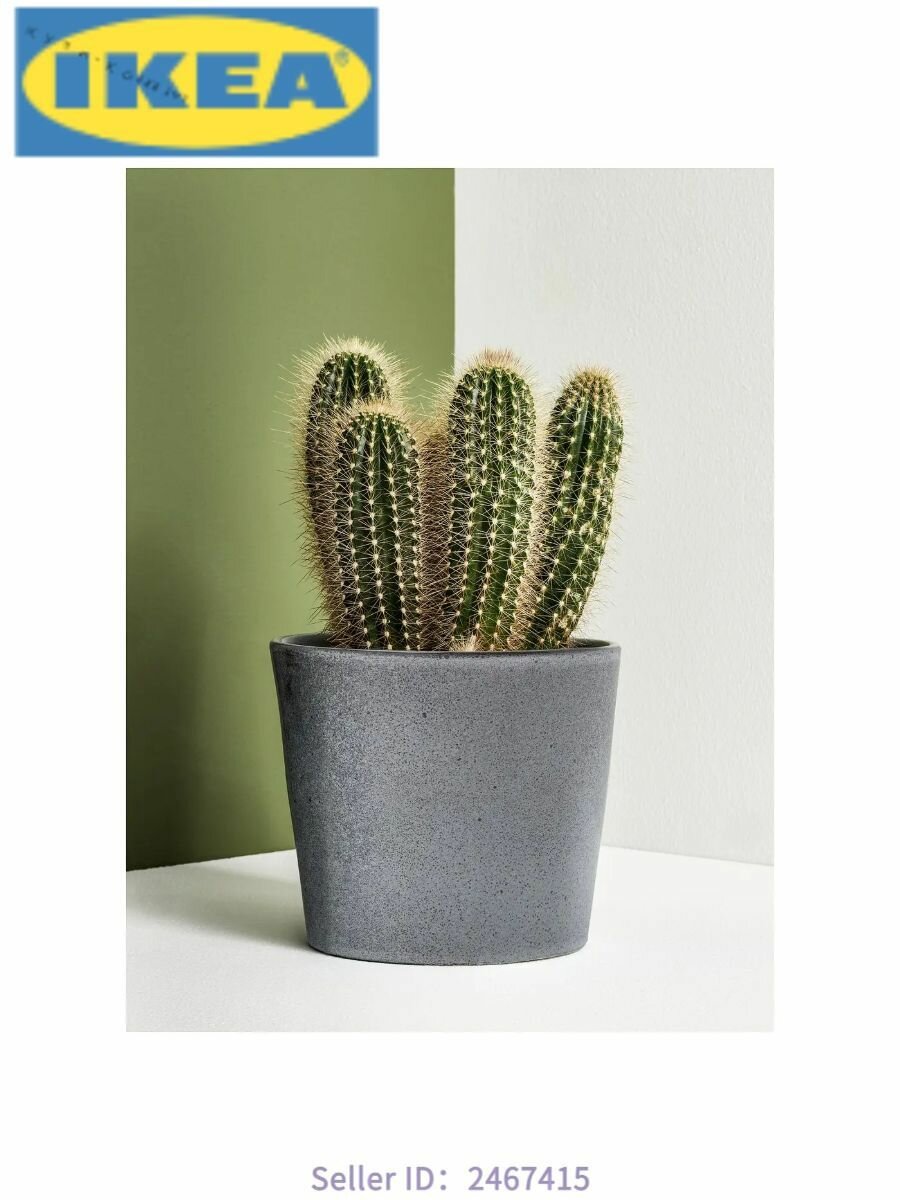 IKEA Кашпо 2.1 л, 12 см, 1 шт, цвет серый