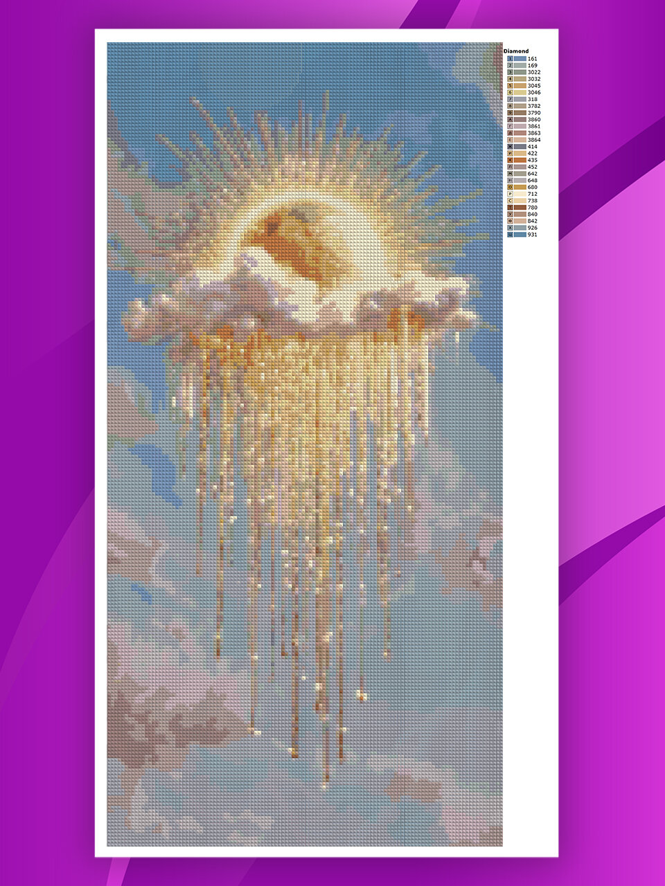 Алмазная мозаика без подрамника - вышивка - Тающее солнце 30 х 60 см