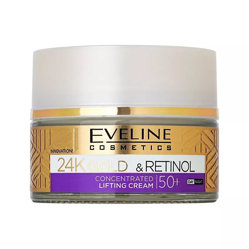 Крем для лица EVELINE 24K GOLD & RETINOL с ретинолом 50+ 50 мл