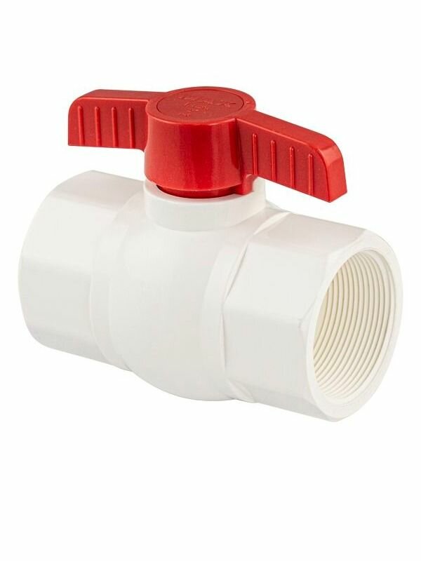 Кран шаровый 2" г/г, ручка-рычаг, из АБС пластика, в пакете, цвет белый.