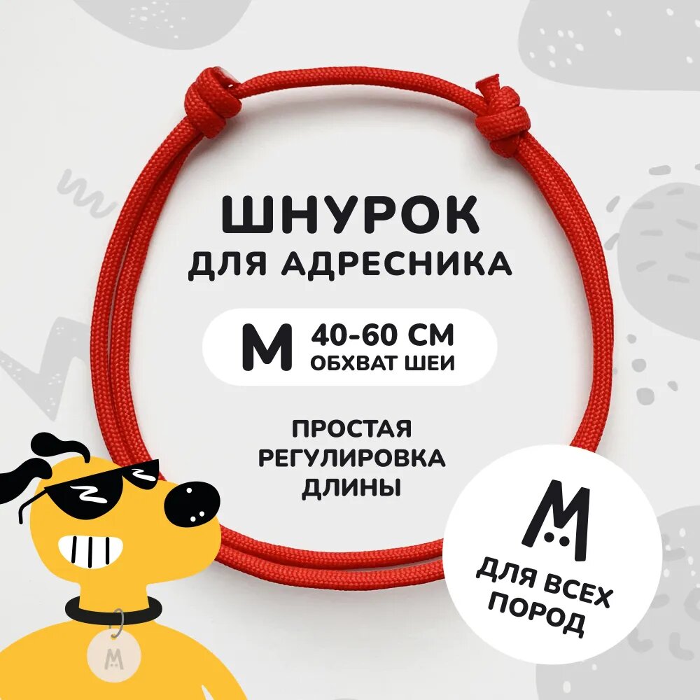 Шнурок для адресника для собак и кошек Anymeow / M (40-60 см) / красный