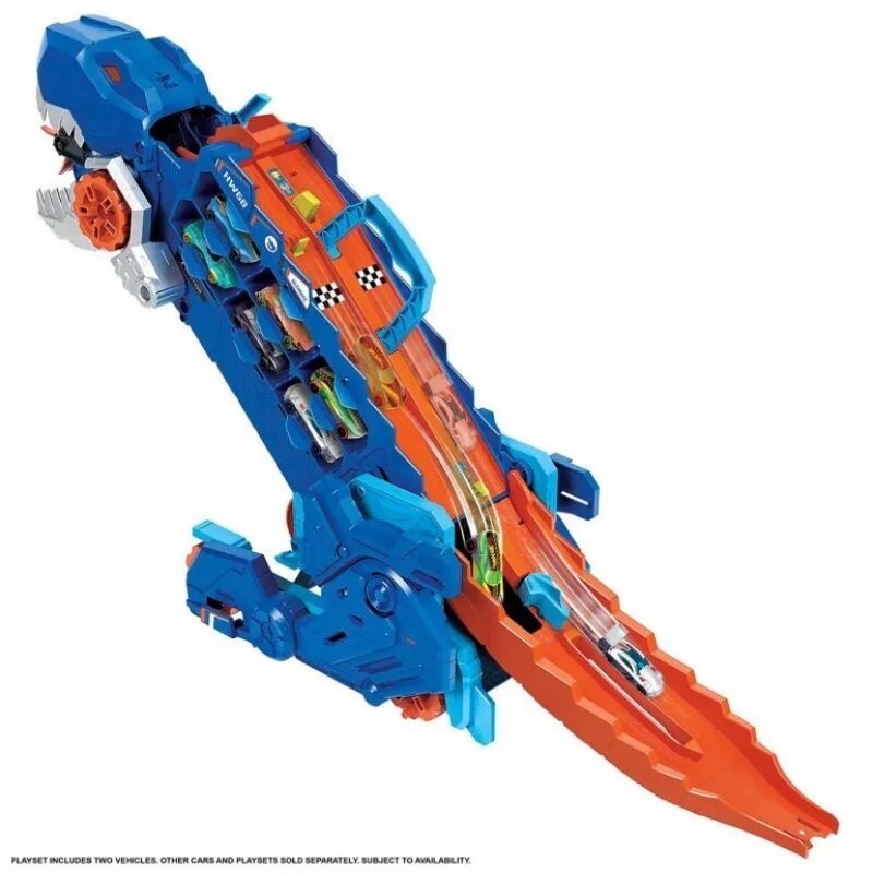 Hot Wheels City Ultimate T-Rex Transporter Супер ремoльку динозавра T-Rex, машинка автовоз с гоночной трассой на спине — фото 1