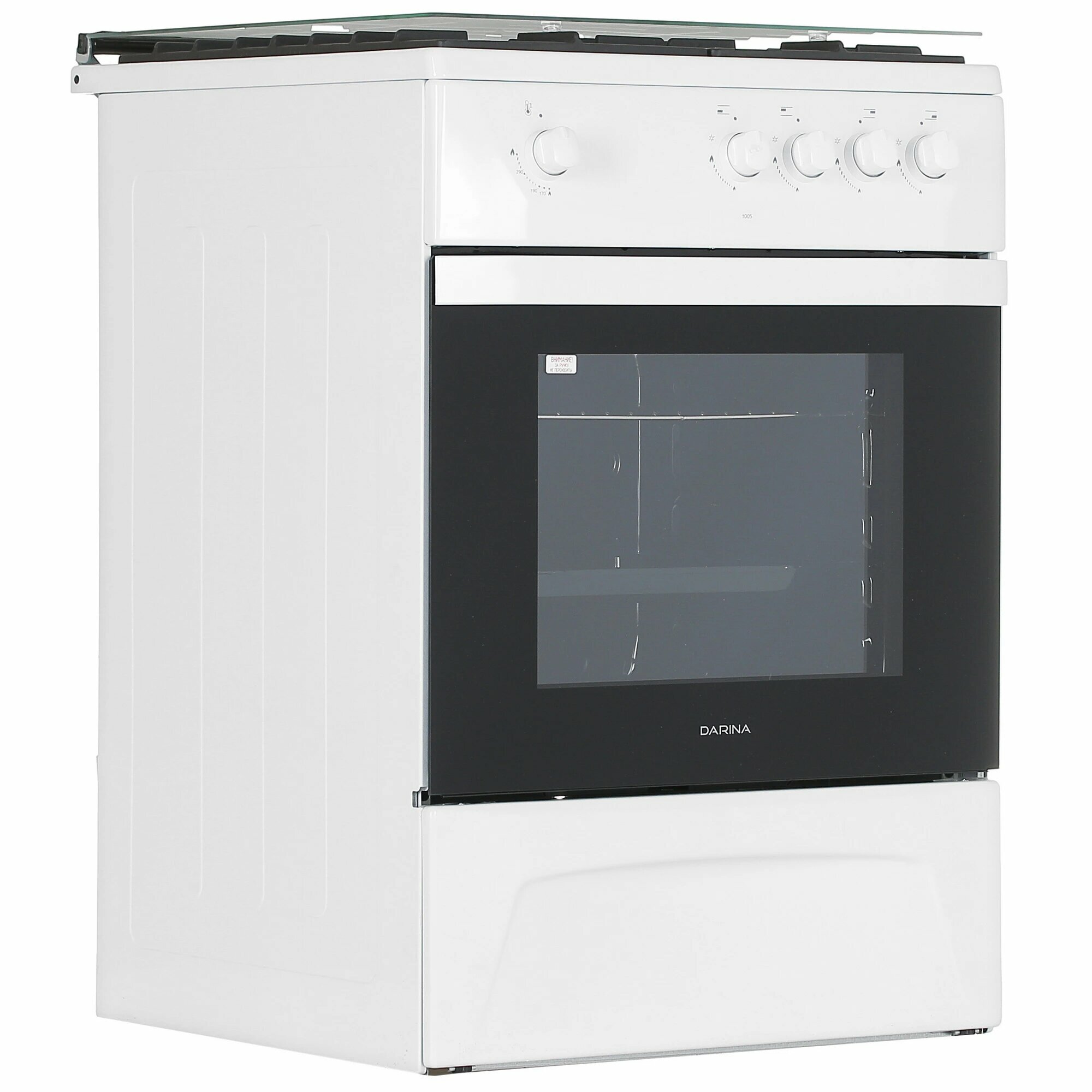 Газовая плита DARINA "DS 1005W", белый, 4 газовые конфорки, газ-контроль
