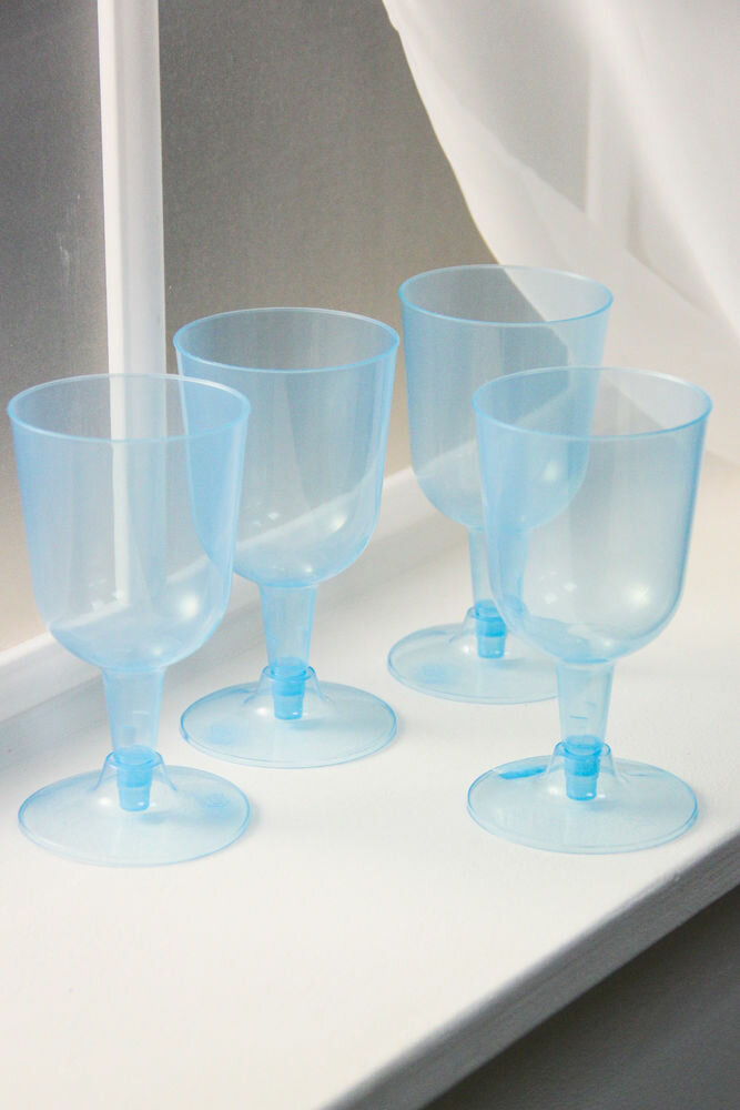 Набор одноразовых бокалов для вина акли, пластик, голубой, 160 мл, 4 шт, Koopman International 178000480-4