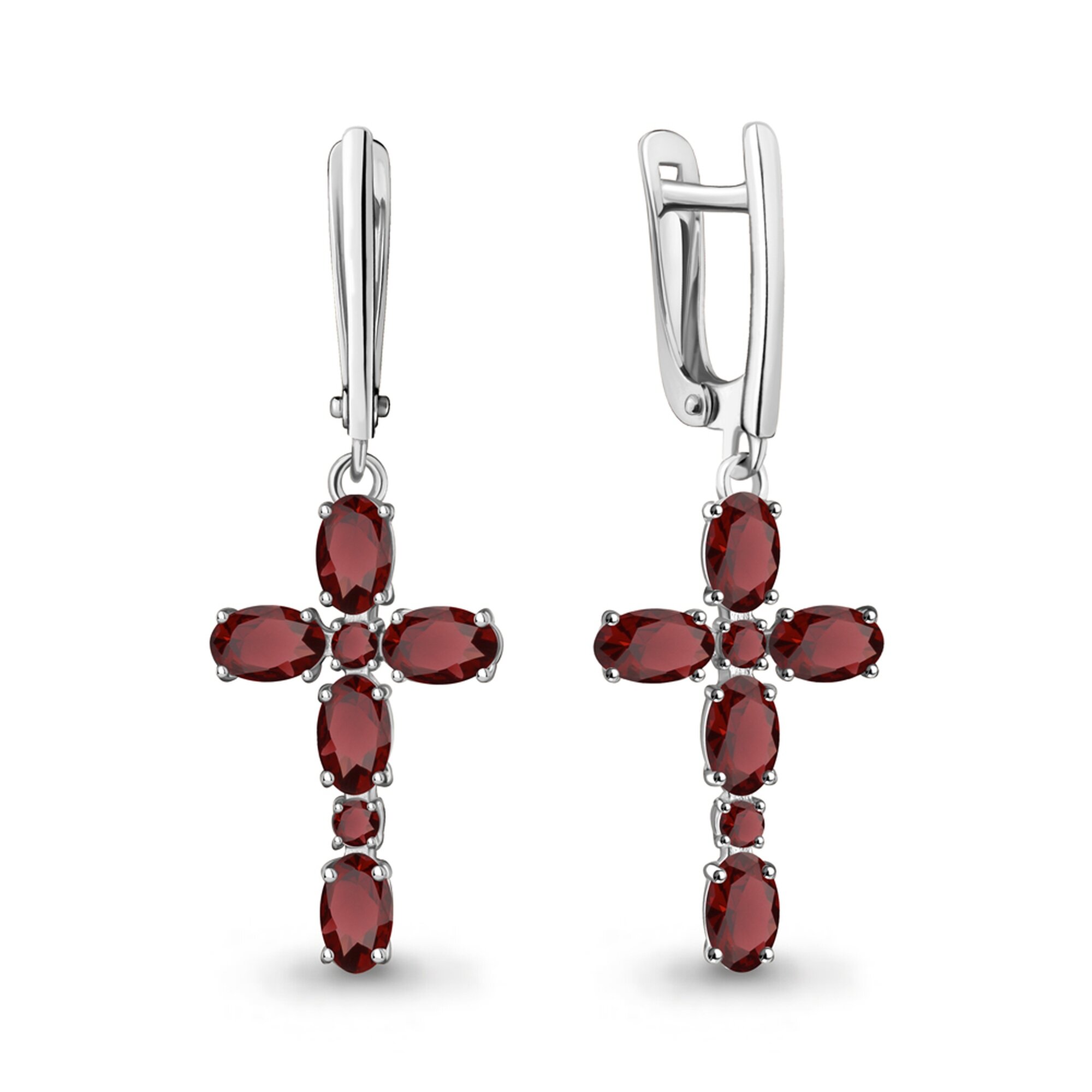 Серьги, серебро, 925 проба, родирование, гранат