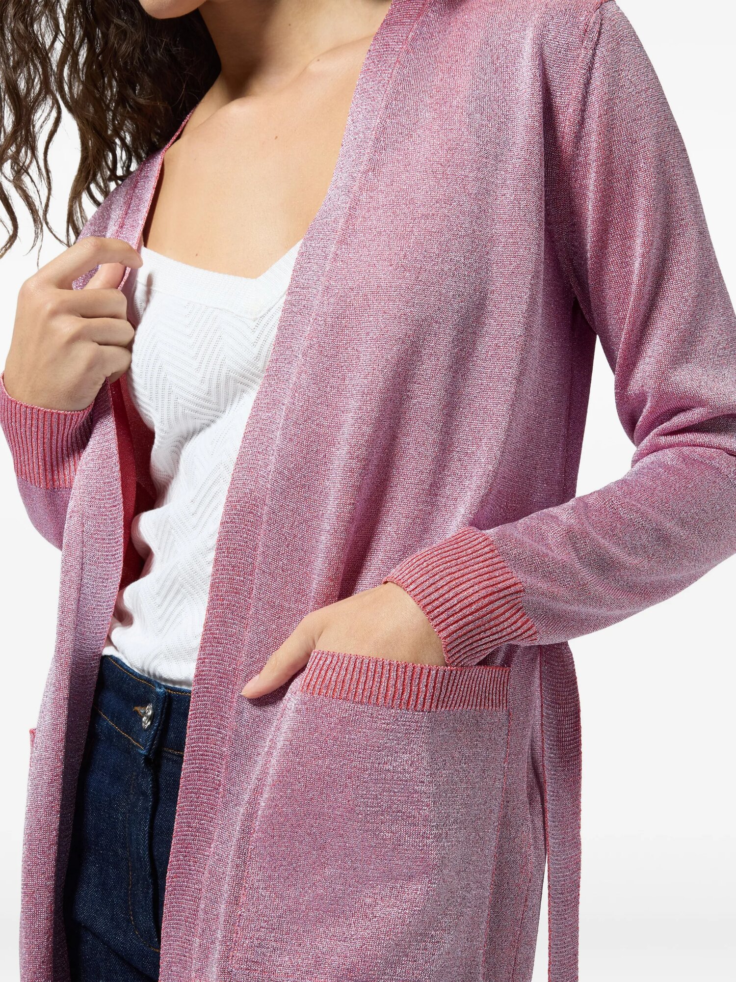 Кардиган Missoni Patch-pocket belted cardigan, размер 38, розовый — фото 1