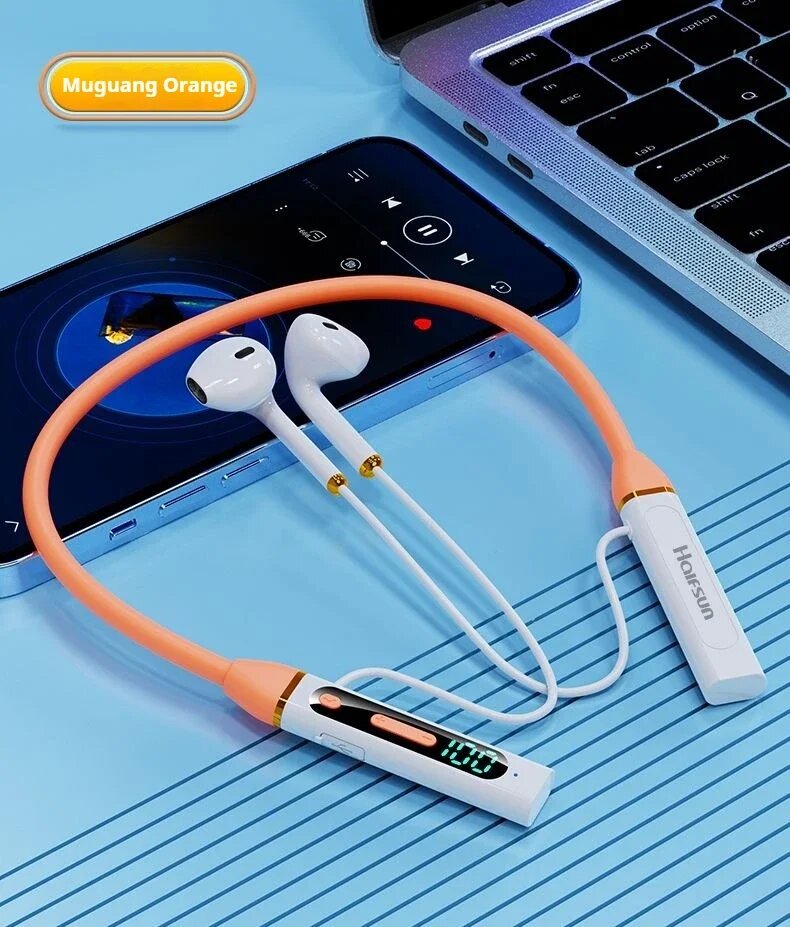 Bluetooth 5.3Wireless Headphones Bluetooth Neckband Earphones LED Display Hifi 9D Stereo Sports Headset Long PlayTime Handsfree