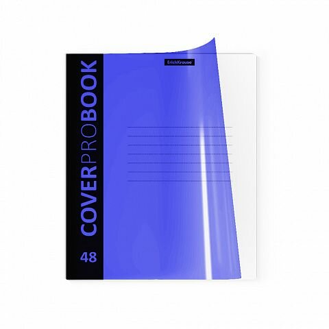 Тетради общие ученические 5 шт с пластиковой обложкой на скобе ErichKrause CoverProBook Neon, голубой, А5+, 48 листов, клетка