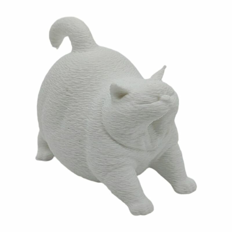(1 шт.) 3D-печатная фигурка Зевающая кошка белая
