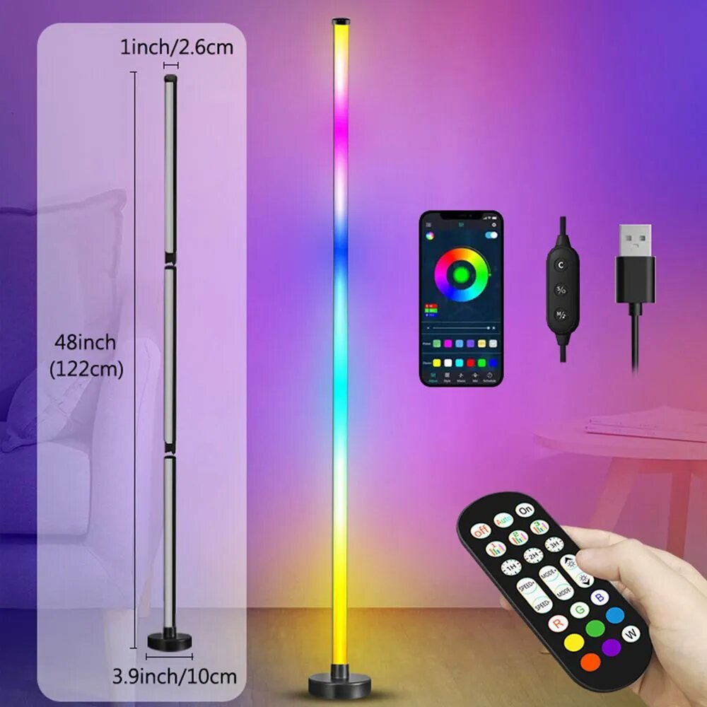 Умный светодиодный торшер RGB угловой торшер 16 миллионов цветов, управление со смартфона