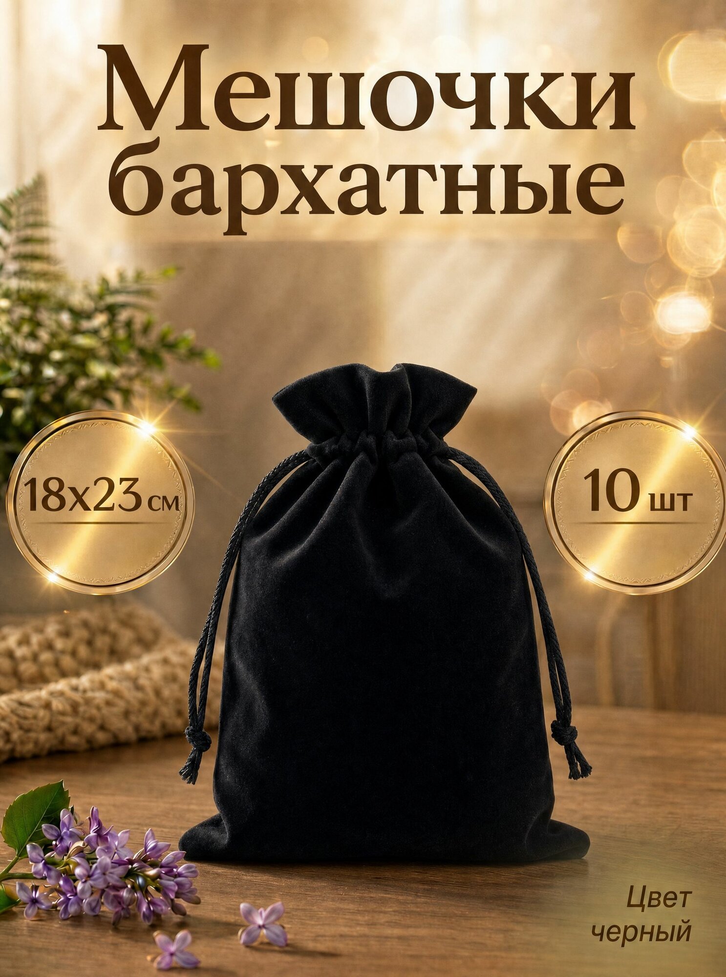 Мешочки бархатные 18х23 см для хранения карт Таро, косметики и подарков