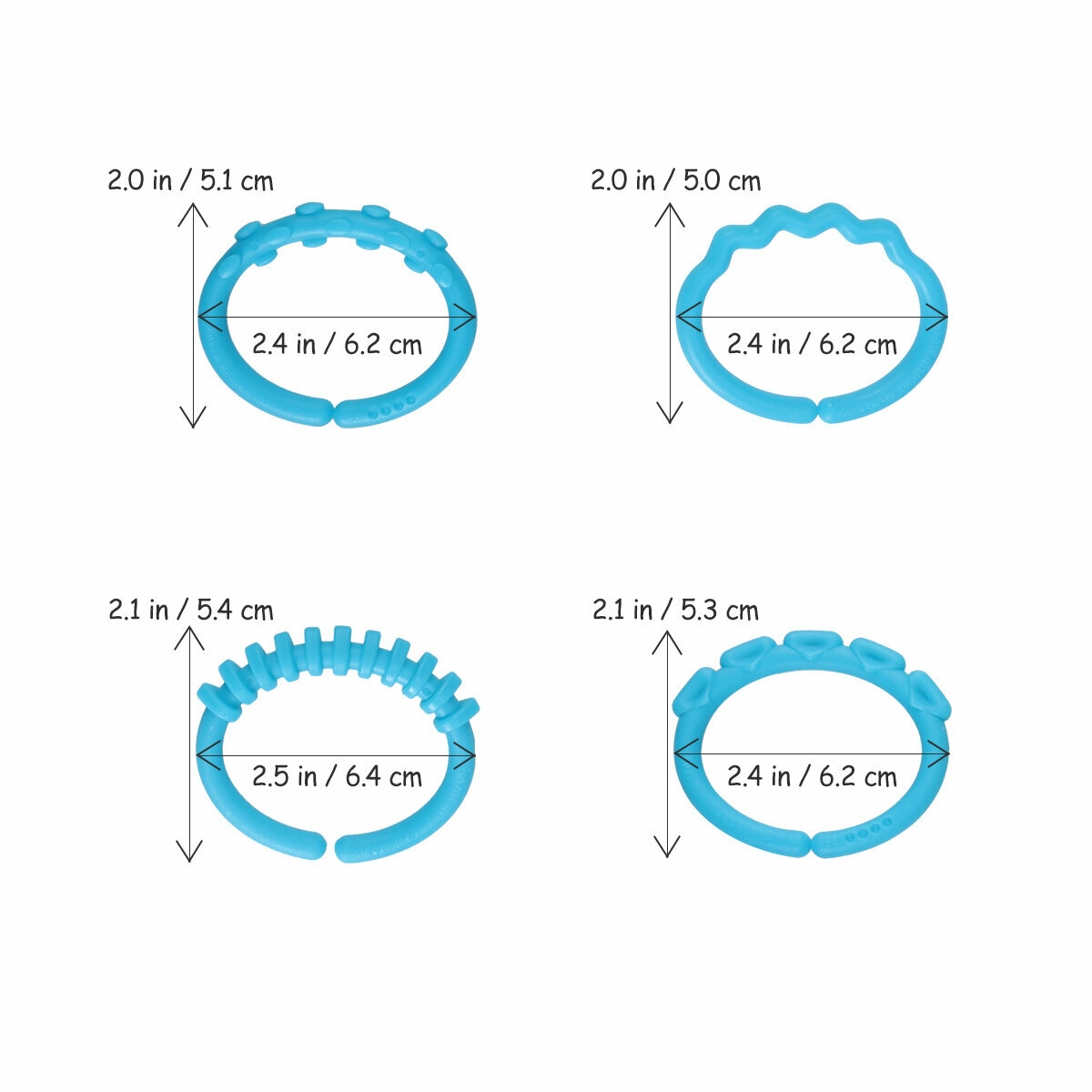 Разноцветные кольца-прорезыватели для малышей 24 шт для крепления и прогулок